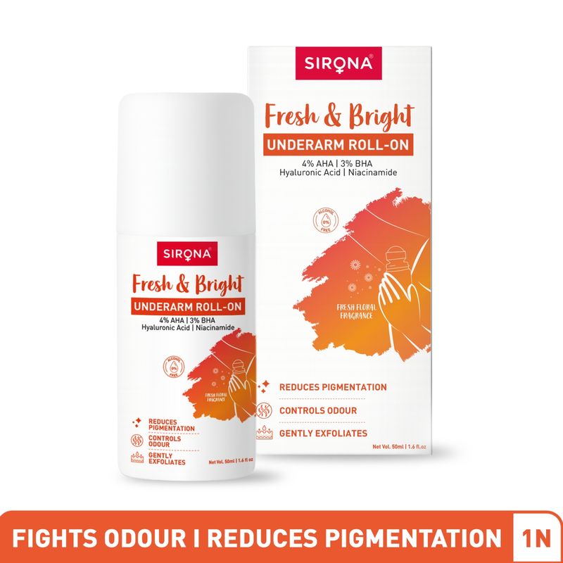 Buy Sirona 5% AHA, 3% BHA Underarm Roll-On, Treats Pigmentation & Odour ...