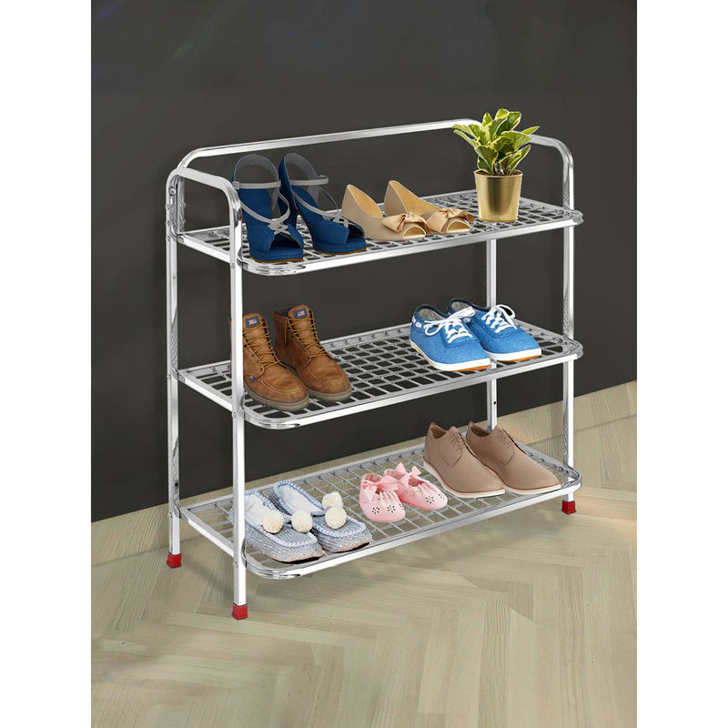 Buy Plantex Stainless Steel Shoe Rack (Silver) Online