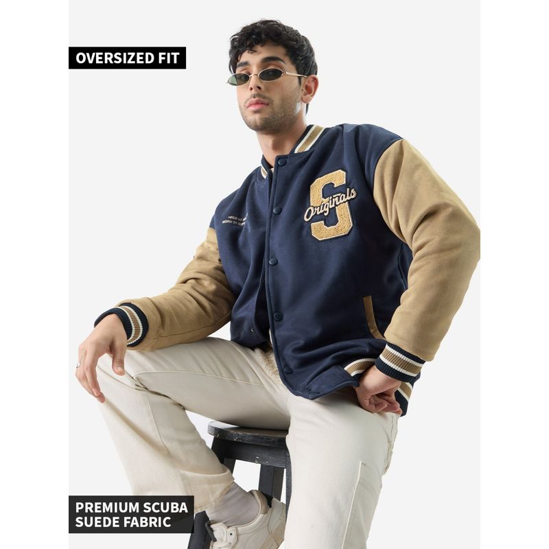 Buy The Souled Store Original Solids Navy Blue Men Varsity Jackets Online