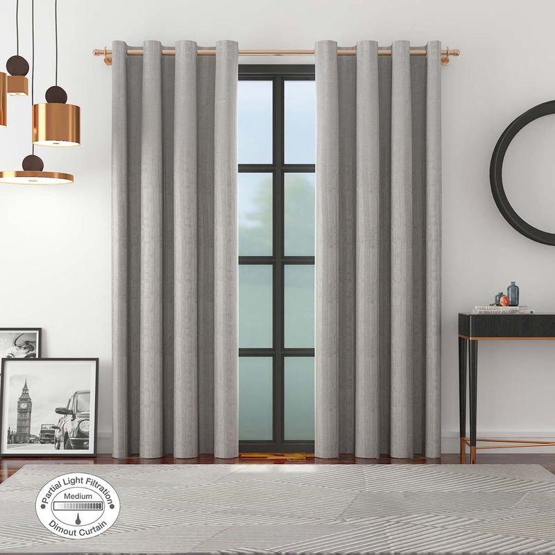 HomeTown Fiesta Jacquard Dim Out Curtains 7 Feet In Steel Grey Colour ...