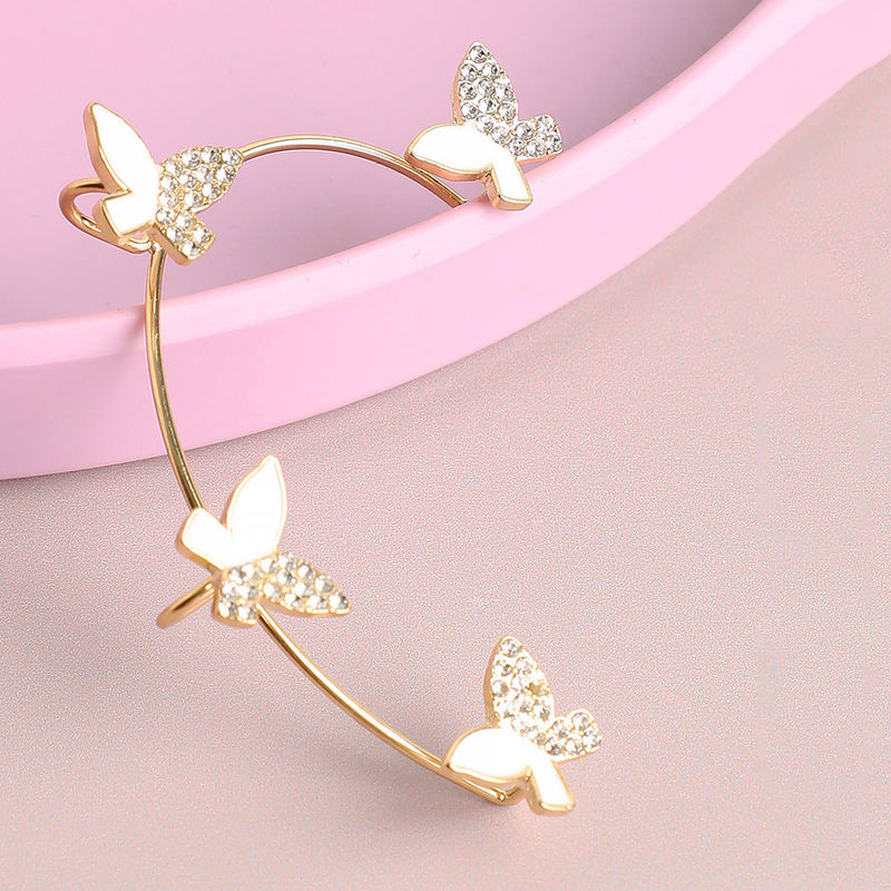 Buy SOHI Minimal White Plated Ear Cuff Online