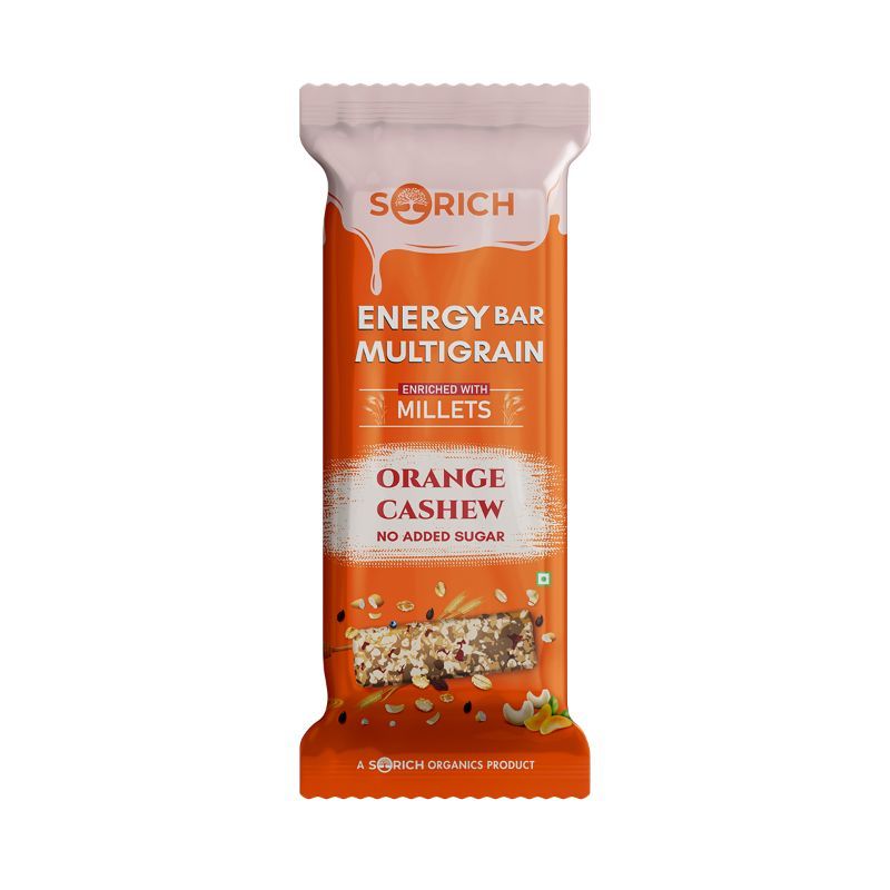 Buy Sorich Organics Multigrain Energy Orange Cashew Bar - Pack Of 6 Online