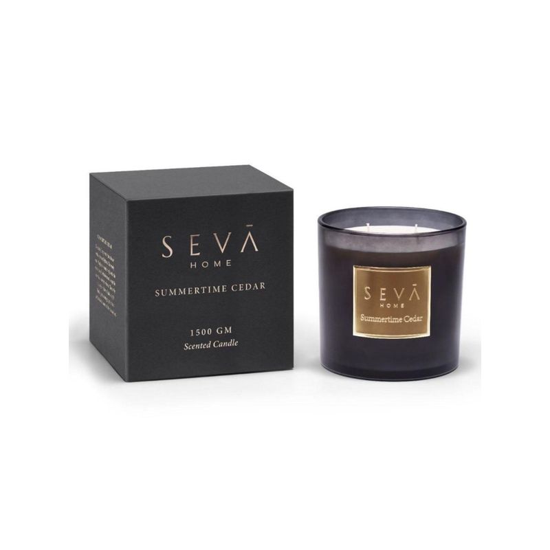 Buy SEVA HOME Black Signature Scented Candle - Summertime Cedar Online