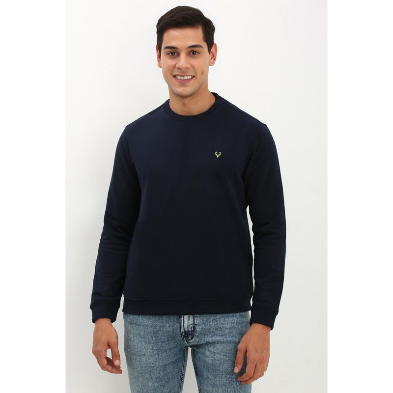 Buy Allen Solly Men Navy Crew Neck Full Sleeves Casual Sweatshirt Online