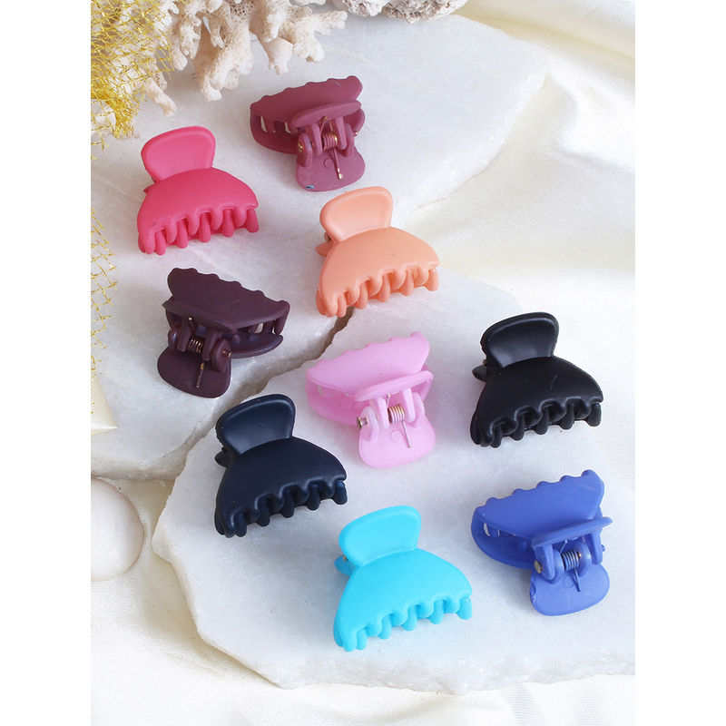 Ayesha Classic Matte Bright Multicolor Mini Claw Clips (Set of 9): Buy ...
