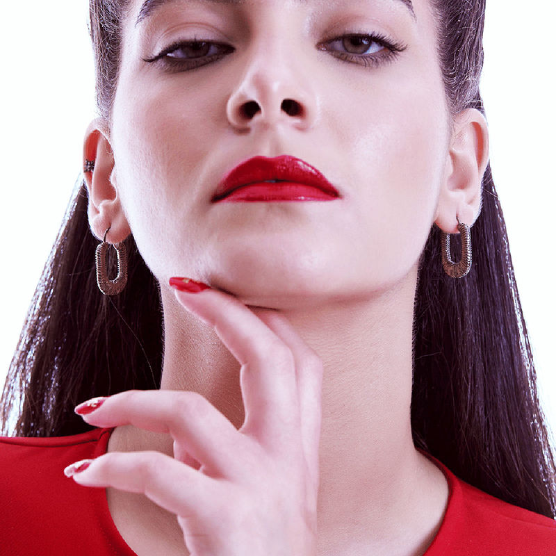 Buy Ethnic Andaz Silver Threaded Rectangular Hoops Online