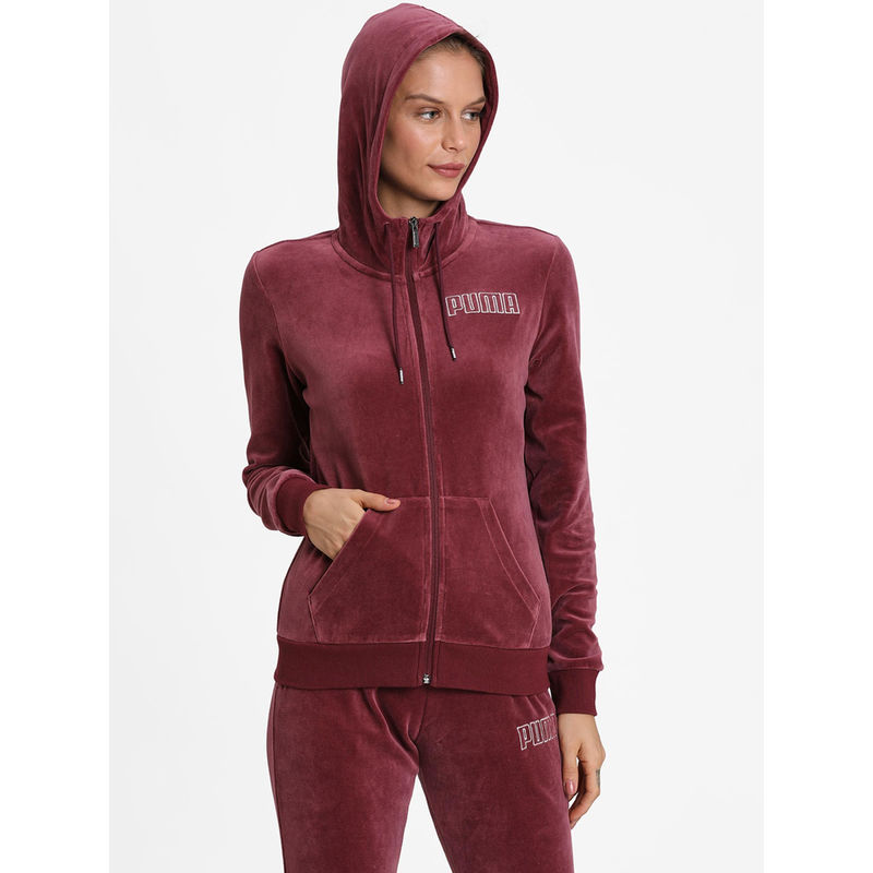 Puma Modern Velour Full-Zip WoMen Red Hoodie: Buy Puma Modern Velour ...