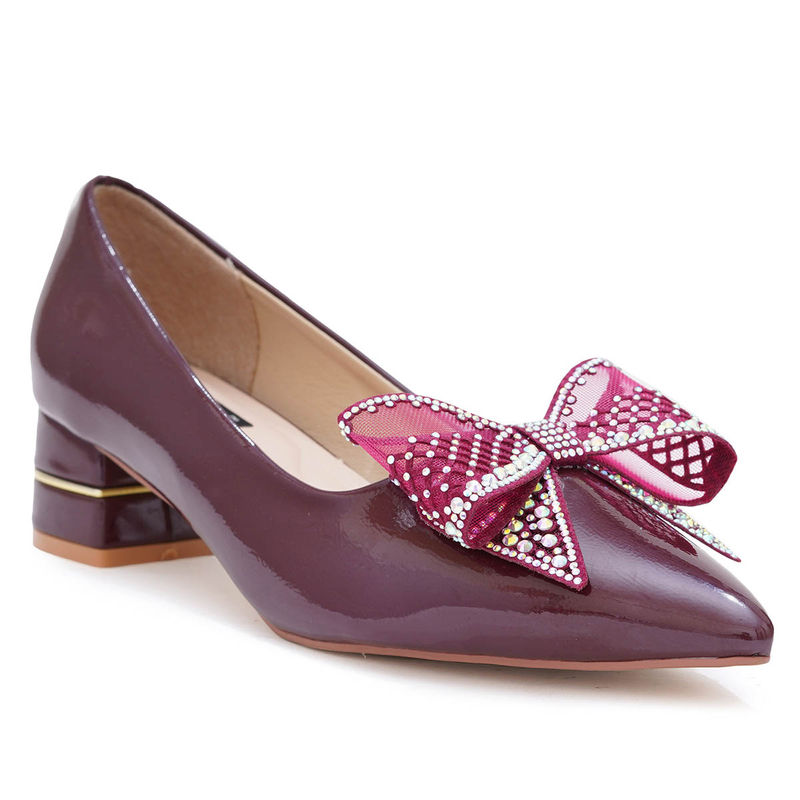 Buy Sherrif Shoes Maroon Block Solid Pump Heels Online