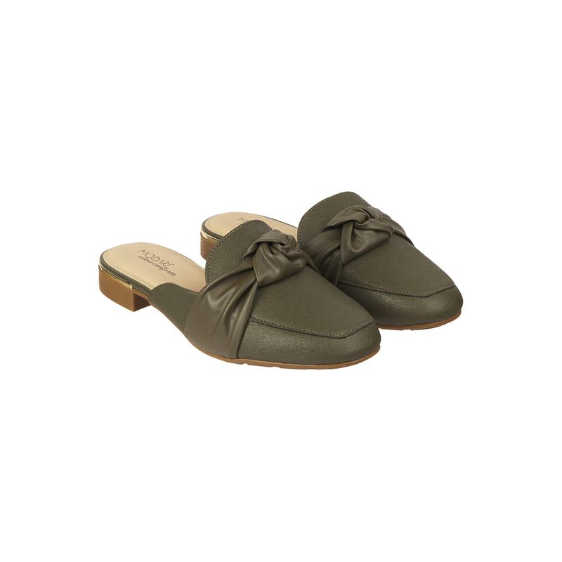 Buy MODARE Solid Olive Mules Online