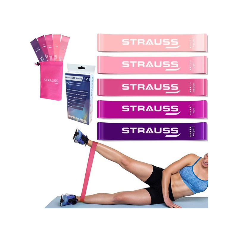 Buy Strauss Silicone Resistance Loop Bands Multi-Color (Pack of 5) Online