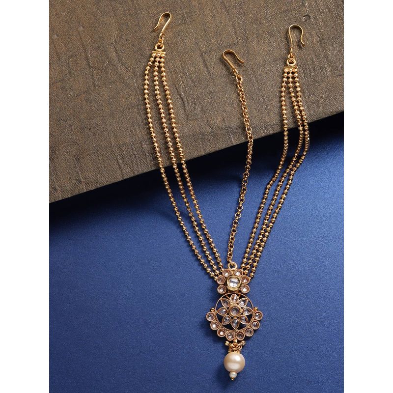 Buy Priyaasi Gold-Plated Handcrafted Stone-Studded Multistrand Matha ...