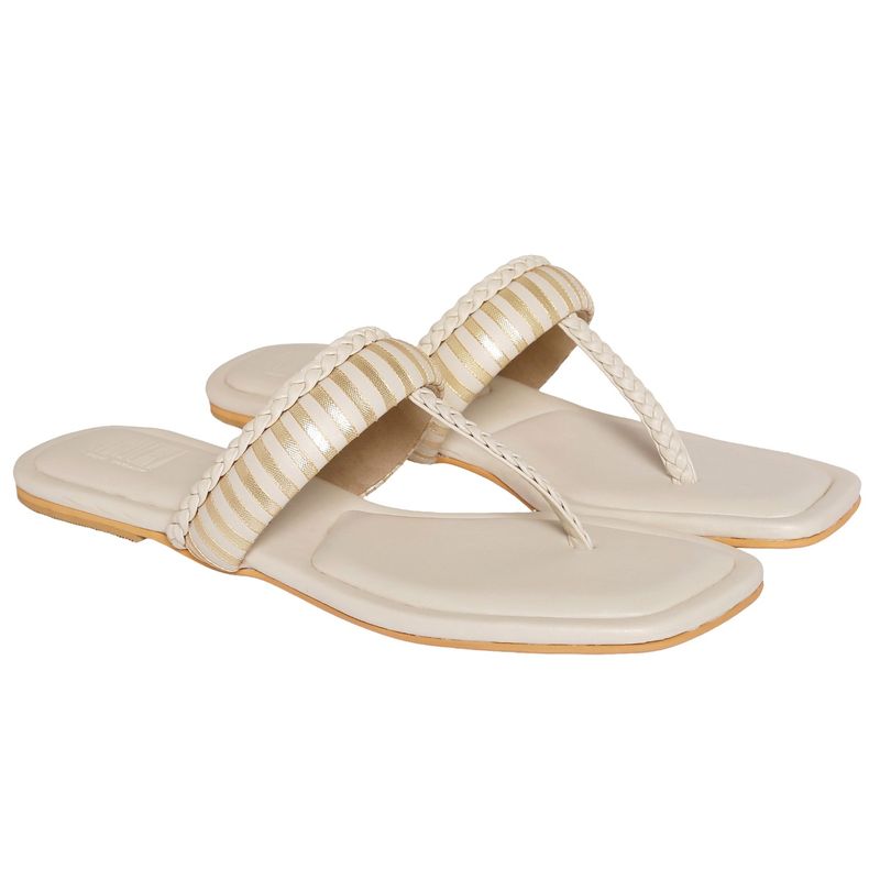 Buy Veruschka By Payal Kothari Textured Cream Batasha Flats Online