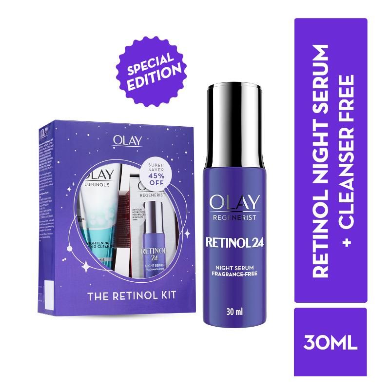 Buy Olay Retinol Kit For Overnight Repair - Serum With Free Cleanser Online