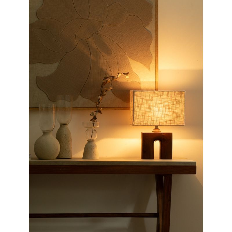 Buy Ellementry Gren Wooden Table Lamp Arch with Shade for Living Room ...