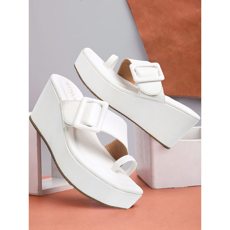 Buy Iconics Womens White Color Slip On Solid Comfortable Wedges Online
