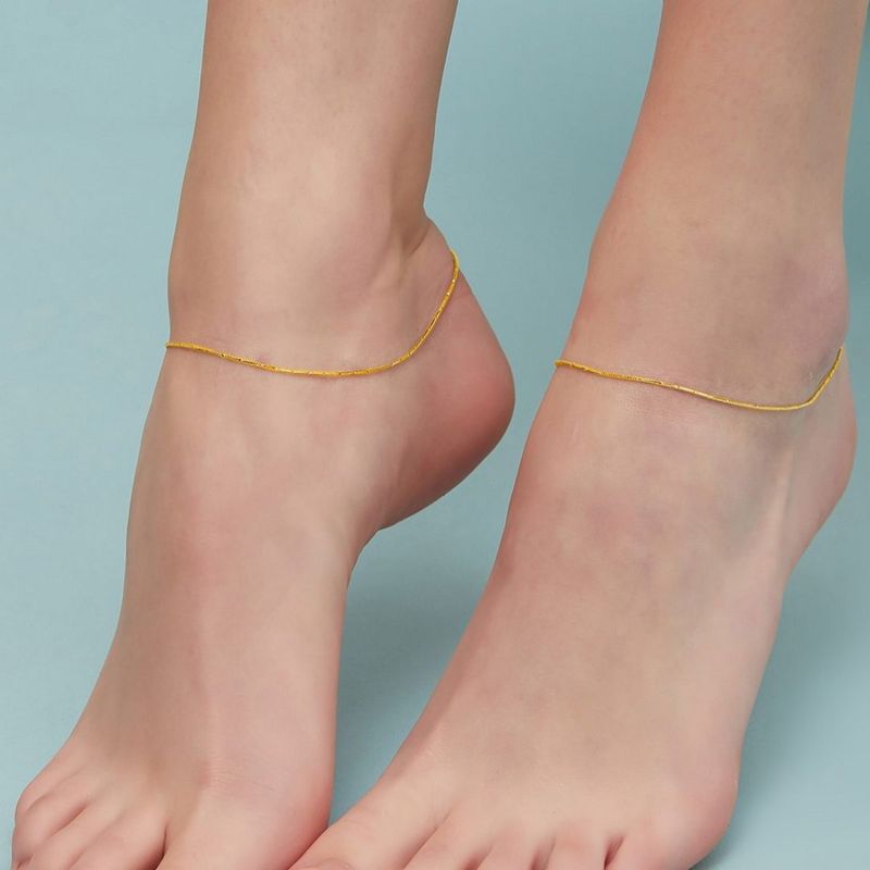 Buy Zavya Golden Serenity 925 Sterling Silver Snake Chain Anklet- Pair ...