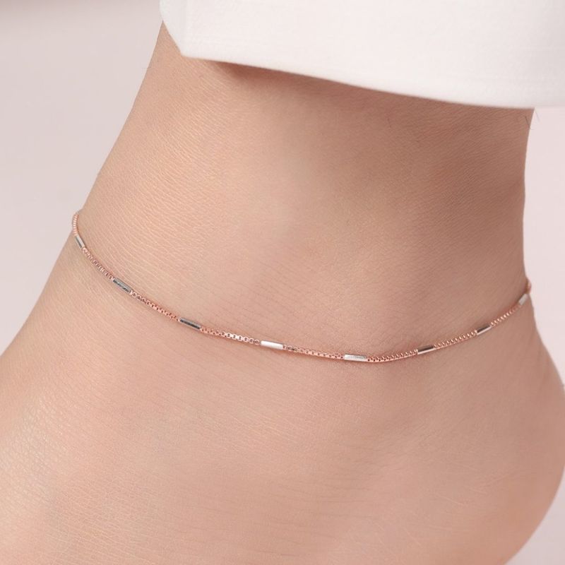 Buy Zavya Dual Tone Elegance 925 Sterling Silver Anklet with Box Chain ...