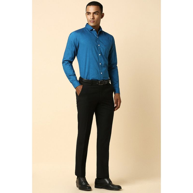 Buy Allen Solly Men Blue Custom Fit Solid Full Sleeves Formal Shirt Online