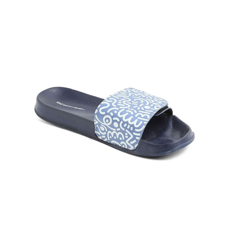 Bewakoof Women Blue Doodle It Printed Velcro Sliders: Buy Bewakoof ...