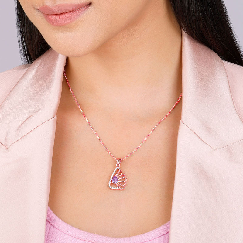 Buy GIVA Sterling Silver Rose Gold Notre Dame Pendant With Link Chain ...
