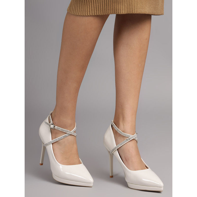 Buy Truffle Collection Beige Embellished Heels Online