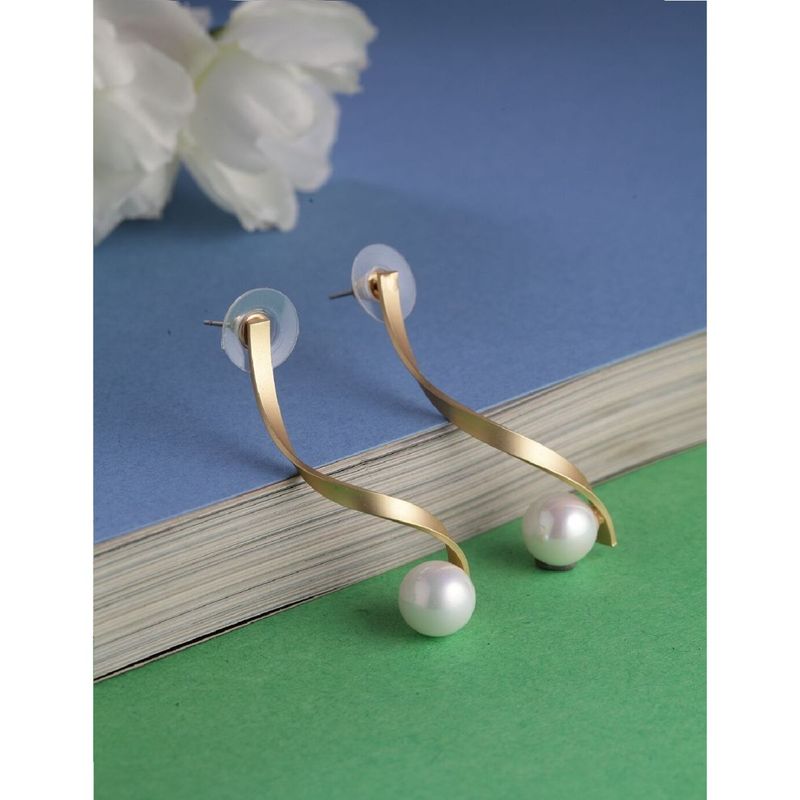 Buy Prita Gold-Plated Pearl Studded Drop Earrings Online