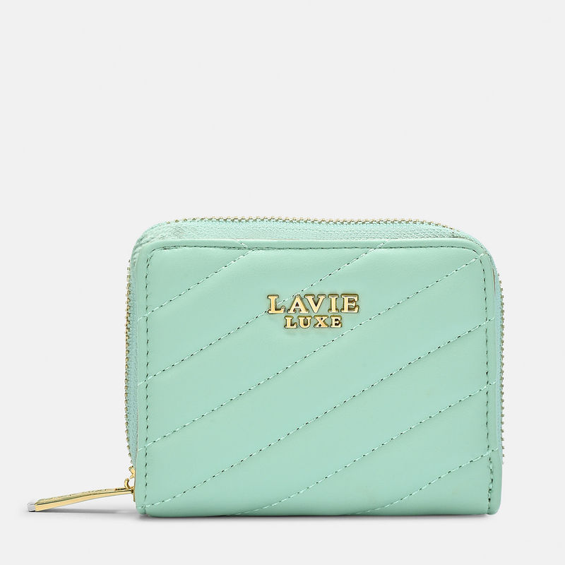 Buy Lavie Luxe Womens Green Diagonal Flap25 Zip Wallet (S) Online