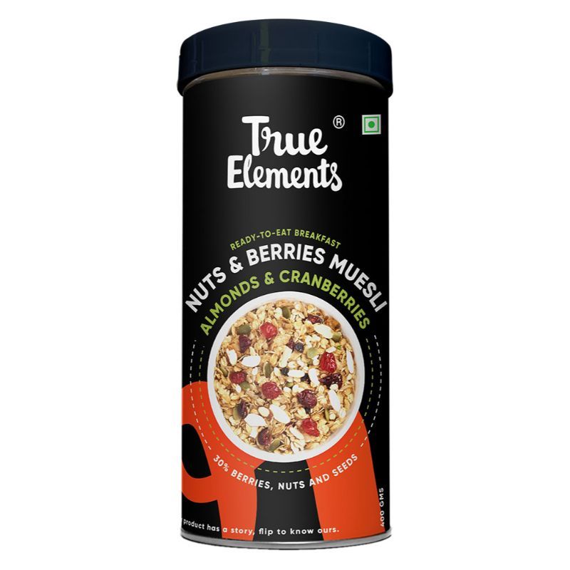 True Elements Crunchy Nuts & Berries Muesli, With Almonds And ...