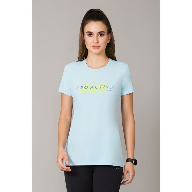 Buy Van Heusen Women Proactive Round Neck & Short Sleeve T-Shirt - Blue ...