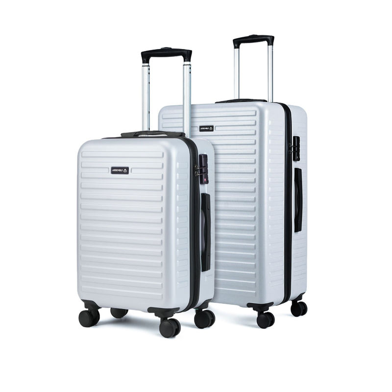 Buy Assembly Silver Medium and Small Luggage Trolley Bag Set of 2 Online
