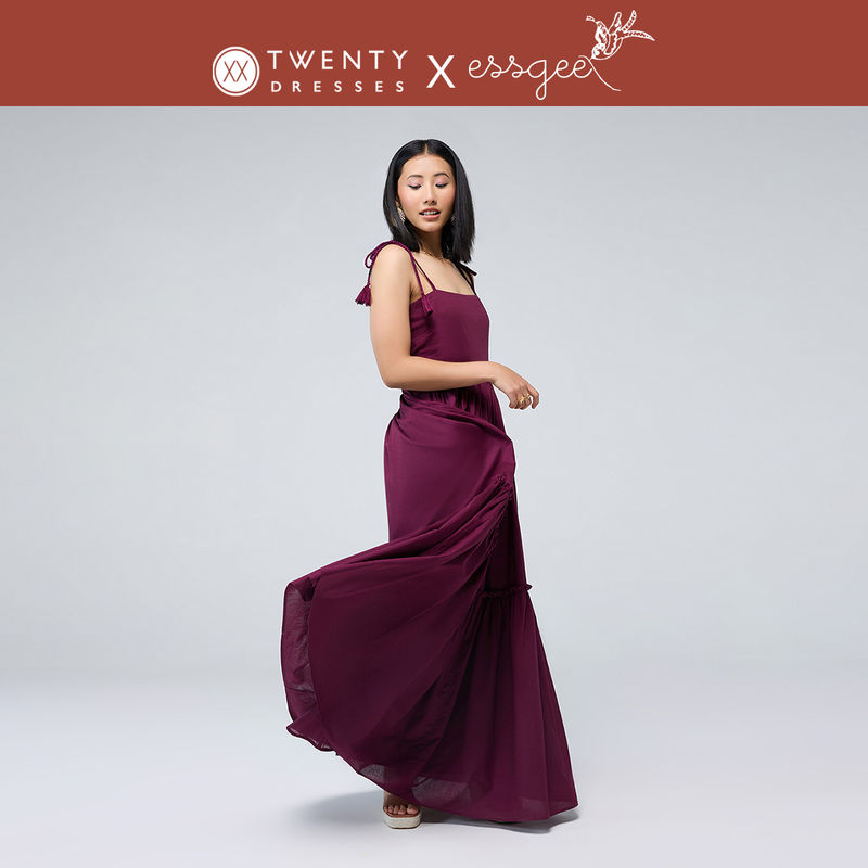 Buy Twenty Dresses by Nykaa Fashion Essgee Wine Strappy Braided Tassel ...
