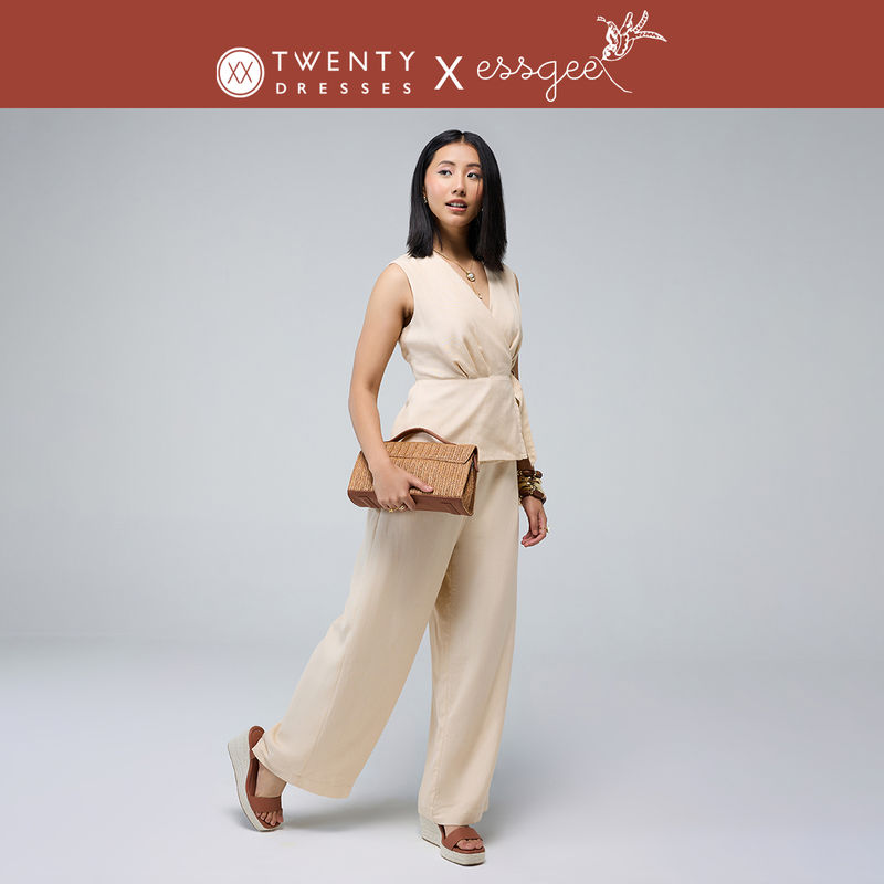 Buy Twenty Dresses by Nykaa Fashion Essgee Beige V Neck Wrap Top ...
