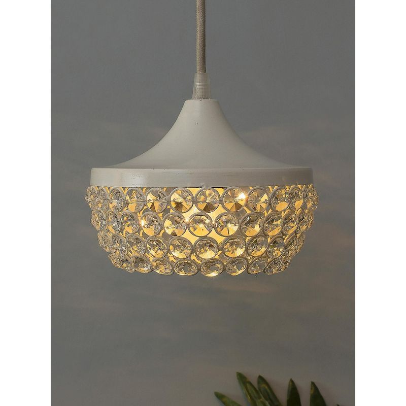 Buy Homesake White Crystal Hanging Goblet Pendant Light Online