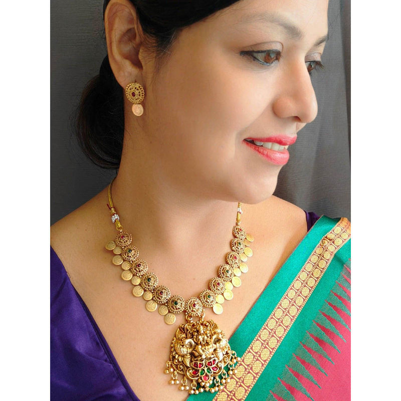 Buy GRIIHAM Gold Plated Cute Laxmi Coin Necklace Set Online