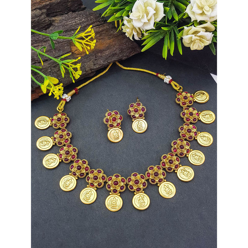Buy GRIIHAM Gold Plated Cute Laxmi Coin Necklace Set Online