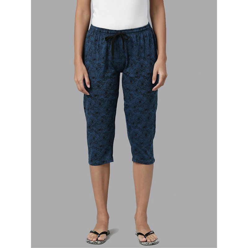 Buy Kryptic Teal Floral Printed Capris for Women Online