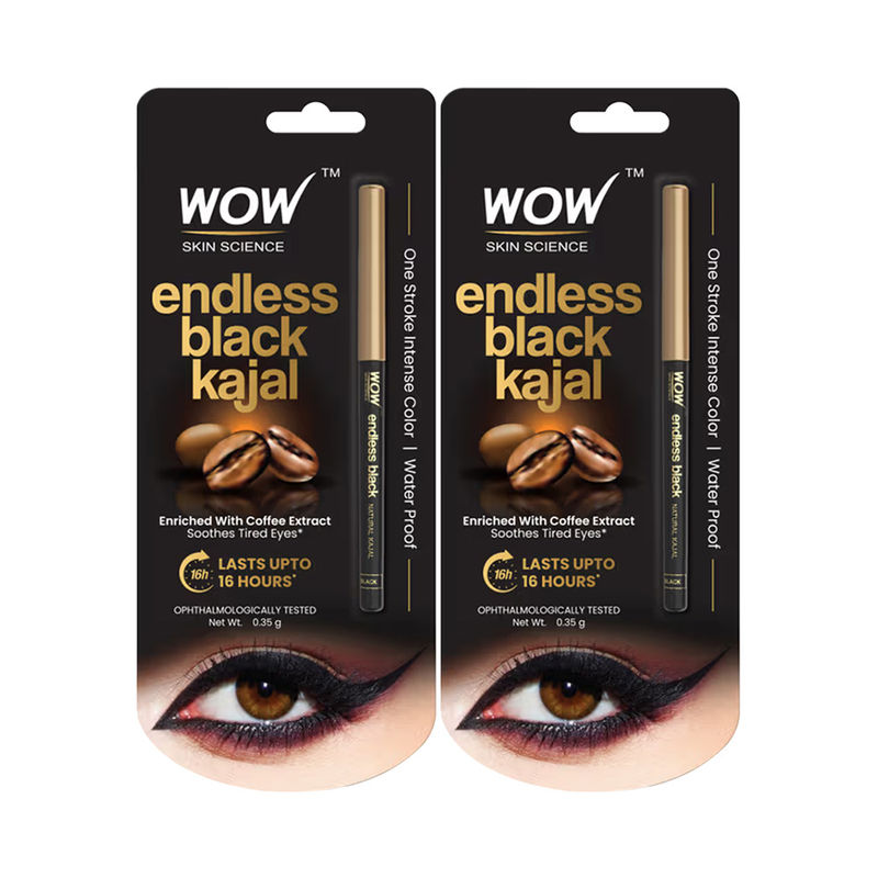 Buy WOW Skin Science Endless Black Natural Kajal - Pack Of 2 Online