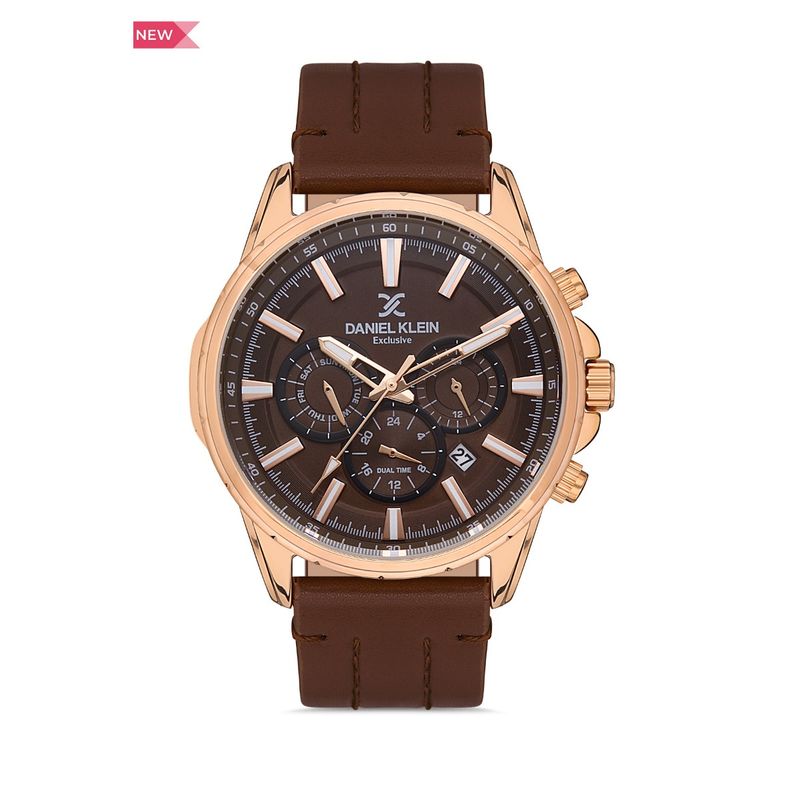 Buy Daniel Klein Exclusive Men Dark Brown - Emboss Dial with Real Index ...