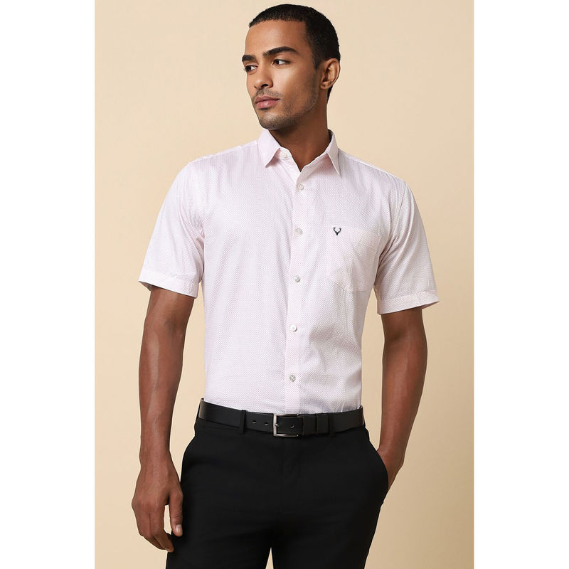 Buy Allen Solly Men Pink Slim Fit Printed Half Sleeves Formal Shirt Online