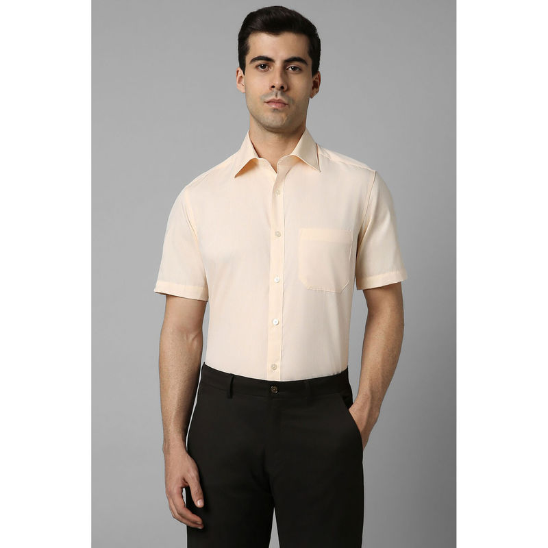 Buy Louis Philippe Men Cream Classic Fit Solid Half Sleeves Formal ...