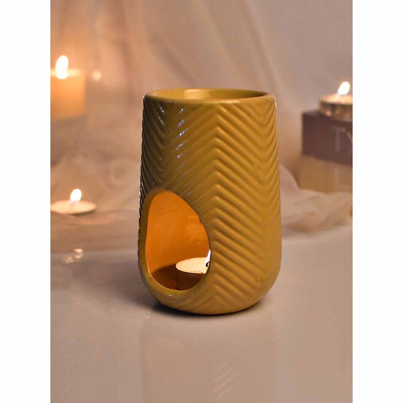 Buy Tayhaa Artisanal Oval Ceramic Aroma Oil Diffuser - Yellow Online