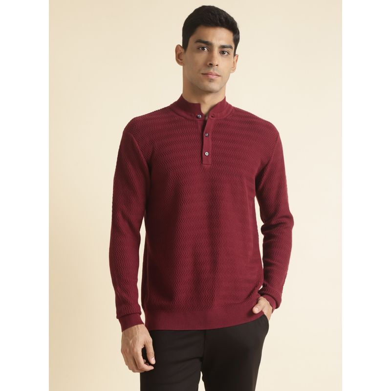 Buy Andamen Burgundy Mens Cotton Full Sleeve Pullover Regular Fit Online
