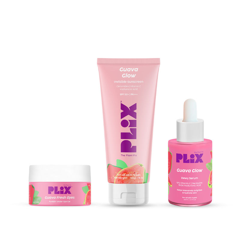 Buy Plix Guava Even Tone Kit With Under Eye Gel, SPF 50+ Sunscreen & 10 ...
