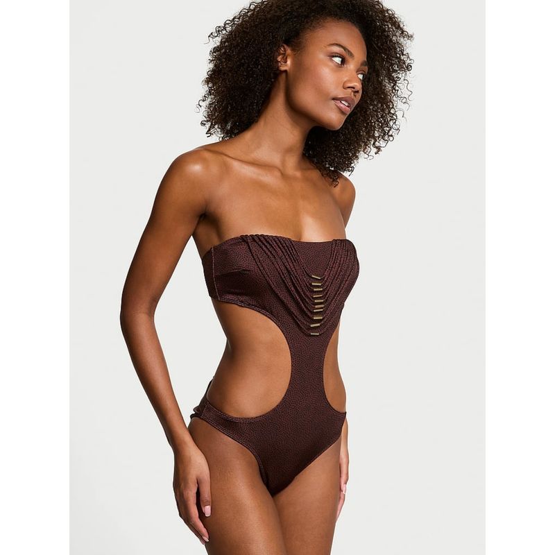 Buy Victoria's Secret Brown Swim Archives Strappy Hardware Strapless Monokini One-Piece Swimsuit ...