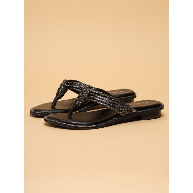 Buy Eridani Women Aira Black Embellished Slip-On Sandal Heels Online