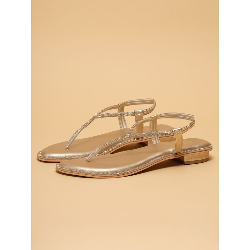 Buy Eridani Women Pravya Gold Embellished Slingback Sandal Heels Online