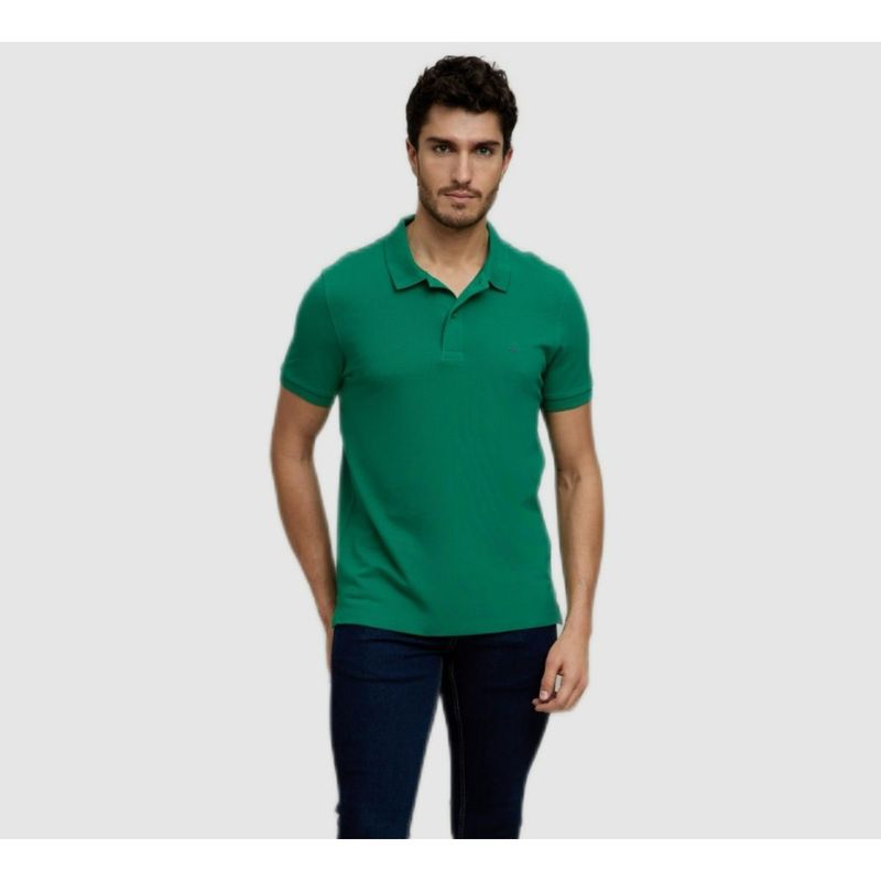 Buy CELIO Men Green Solid Polo T-Shirts Online