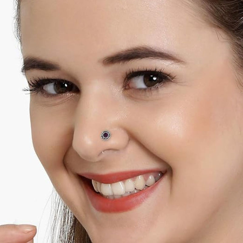 Buy Accessher 925 Sterling Silver Delicate Casual Wear Ad Nose Pin for ...