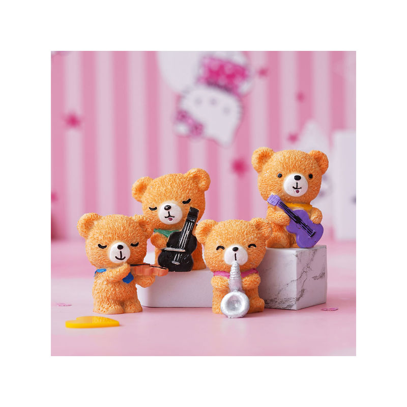 Buy eCraftIndia Set of 4 Cute Teddy Bears Playing Musical Instruments ...
