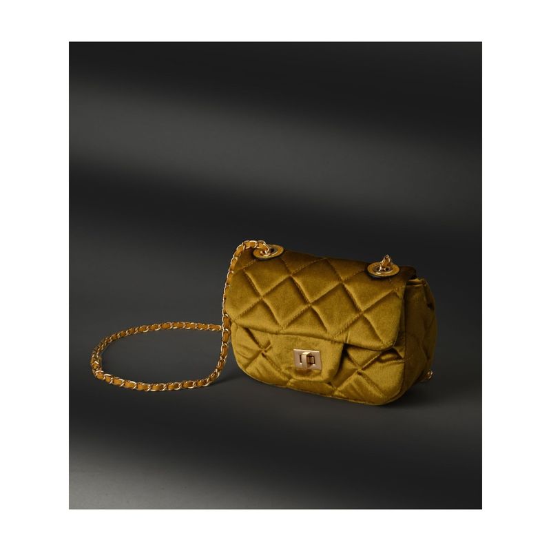 Buy Accessorize London Lucy Velvet Yellow Patterned Sling Bag Online